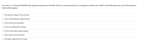Solved You Read A 4 X 3 Factorial ANOVA With Chegg Com