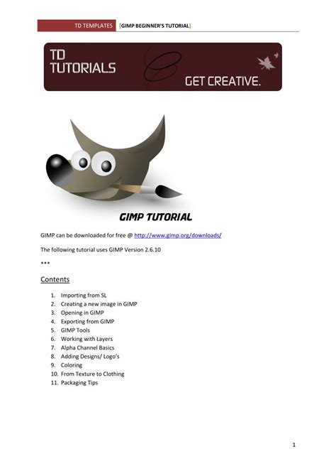 Pdf Gimp Beginners Guide Dokumentips