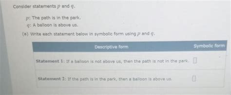 solved consider statements p and q p the path is in the