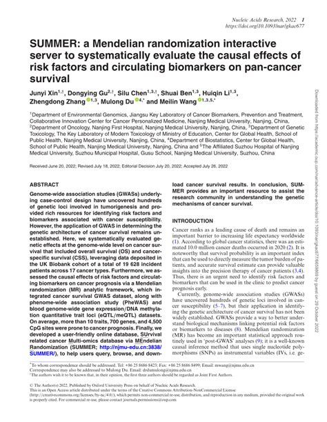 Pdf Summer A Mendelian Randomization Interactive Server To