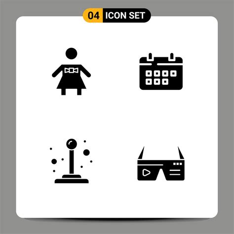 Set Of 4 Modern Ui Icons Symbols Signs For Bow Tie Joystick Calendar