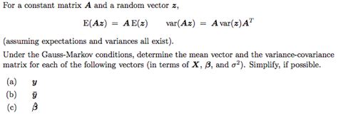 Solved For A Constant Matrix A And A Random Vector Z