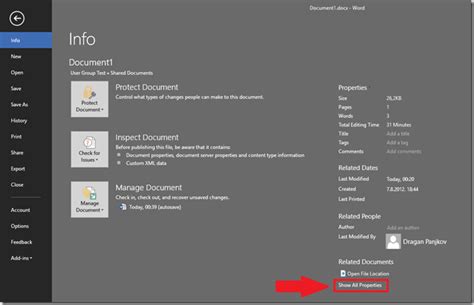 How To Edit Document Metadata From Office Client Application Using Document Information Panel