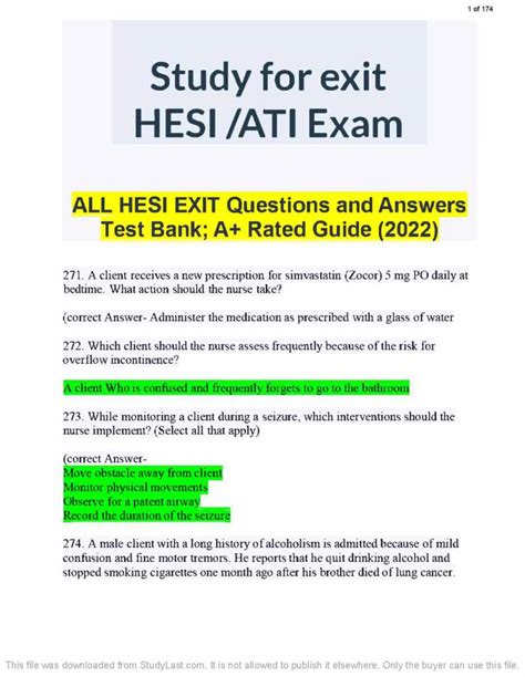 Predicted HESI Exit Questions And Answers 2023 A Rated Test Bank StudyLast