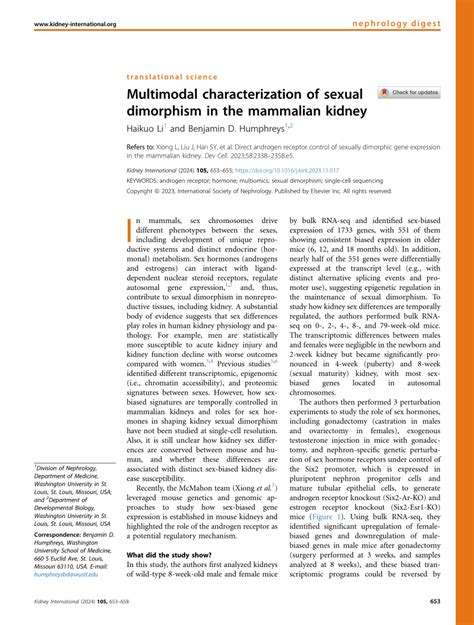 Pdf Multimodal Characterization Of Sexual Dimorphism In The Mammalian