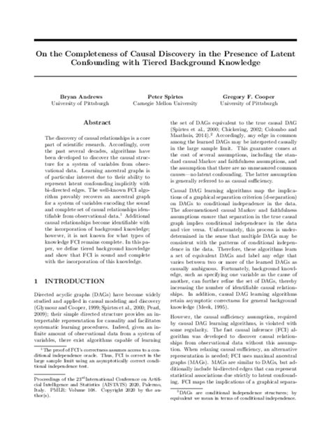 Pdf On The Completeness Of Causal Discovery In The Presence Of Latent