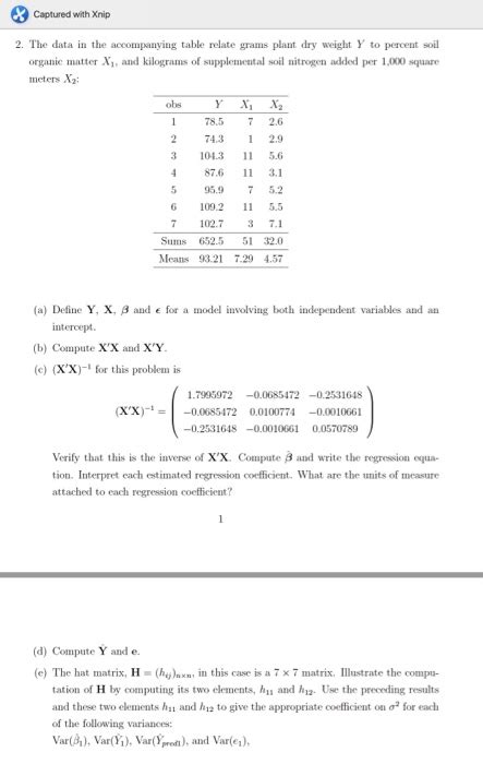 Solved Captured With Xnip 2 The Data In The Accompanying
