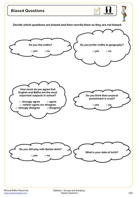 Biased Questions Worksheet Printable Pdf Worksheets