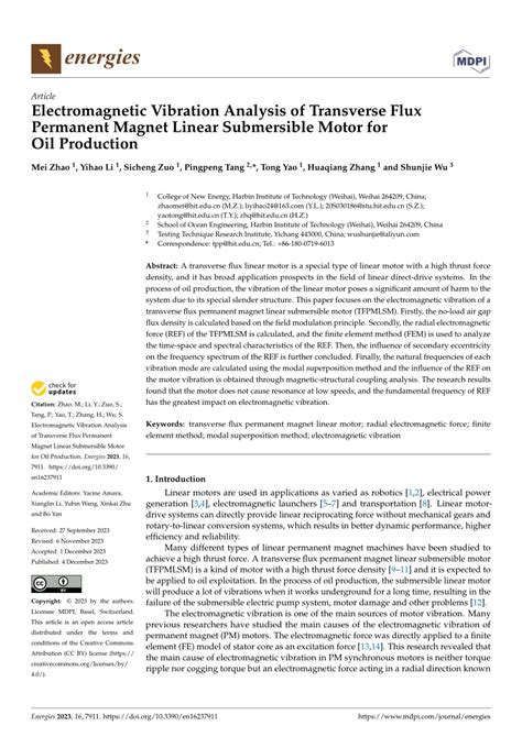 Pdf Electromagnetic Vibration Analysis Of Transverse Flux Permanent Magnet Linear Submersible