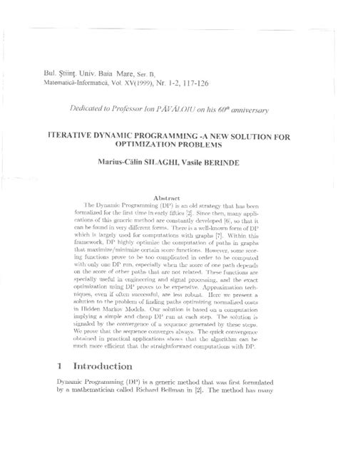 Iterative Dynamic Programming A New Solution For Optimization Problems