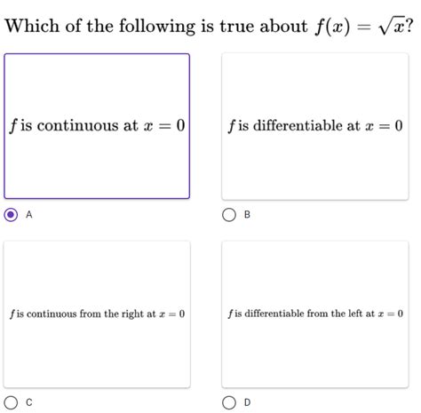 solved which of the following is true about f x √ x f is