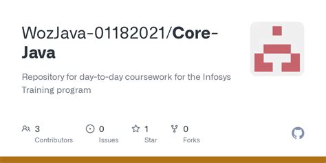 Github Wozjava Core Java Repository For Day To Day Coursework For The Infosys