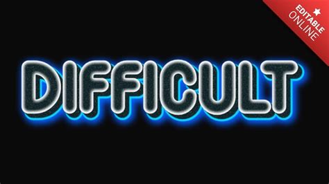 Difficult Blue Neon Text Effect Generator
