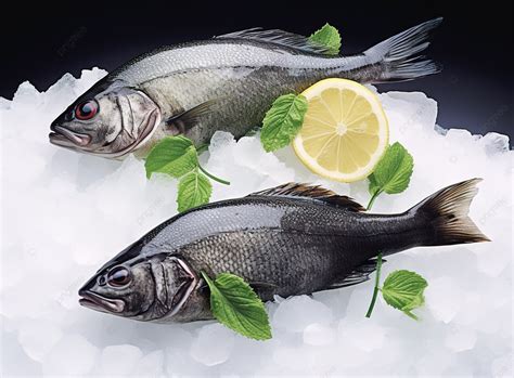 얼음 위에 누워 있는 냉동 물고기 세 마리 삼 높은 해상도 레몬 배경 일러스트 및 사진 무료 다운로드 Pngtree