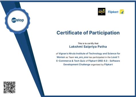 Lakshmi Sai Priya Patha On Linkedin Flipkart Grid 40 Certificate