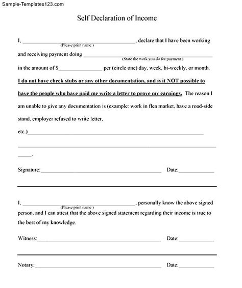 Self Employment Declaration Letter Sample Fill Online Printable Images