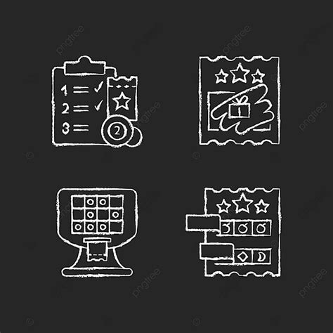 복권 전도 분필 흰색 아이콘 어두운 배경에 설정 선의 벡터 개요 Png 일러스트 및 벡터 에 대한 무료 다운로드 Pngtree