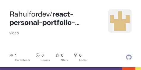 Github Rahulfordev React Personal Portfolio Website Video