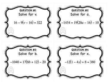 Solving Multi Step Equations Station Activity By Fall In Love With Math