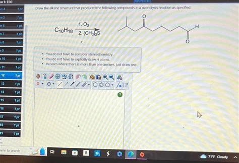 Draw The Alkene Structure That Produced The Following Chegg Com