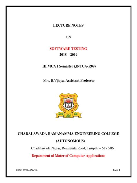 Software Testing Notes Pdf Pdf Software Testing Software Bug