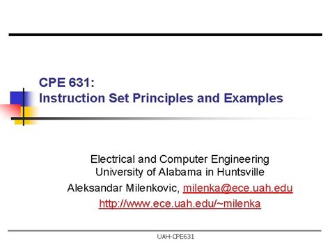 CPE 631 Instruction Set Principles And Examples Electrical