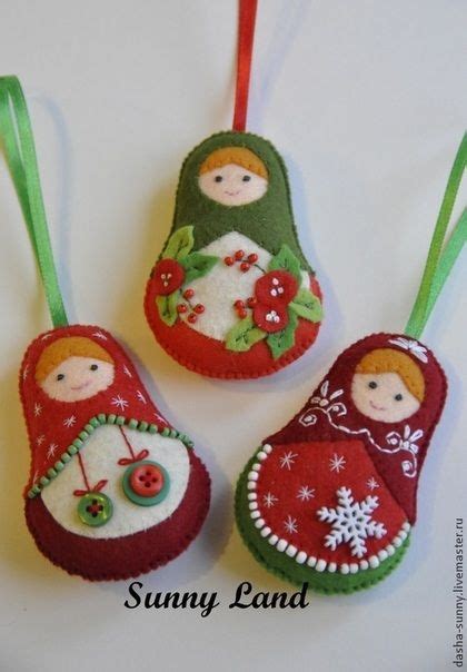 Набор авторских елочных игрушек Рождественские матрешки 3 шт в интернет магазине на Ярмарке