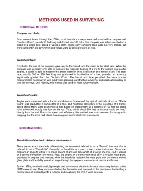 Methods Used In Surveying Pdf Surveying Global Positioning System