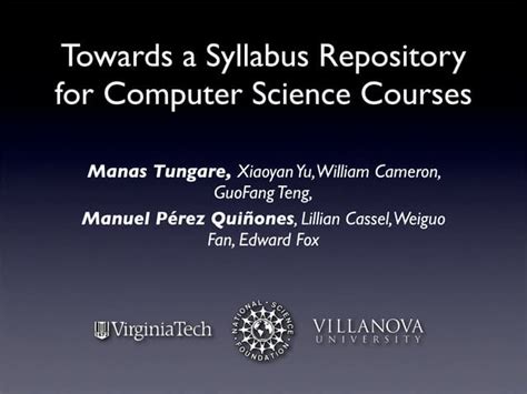 Towards A Syllabus Repository For Computer Science Courses Ppt