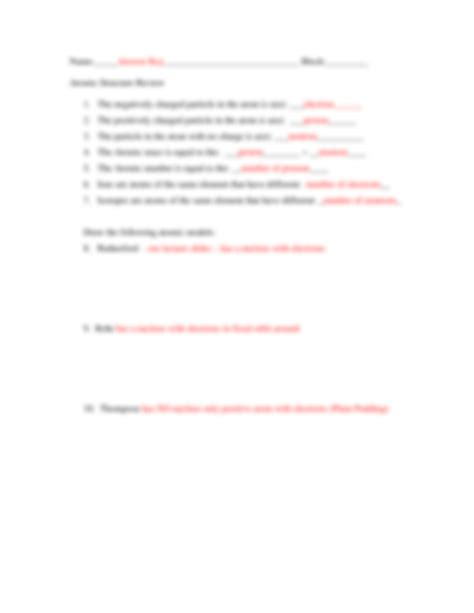 SOLUTION Atomic Structure Review Studypool