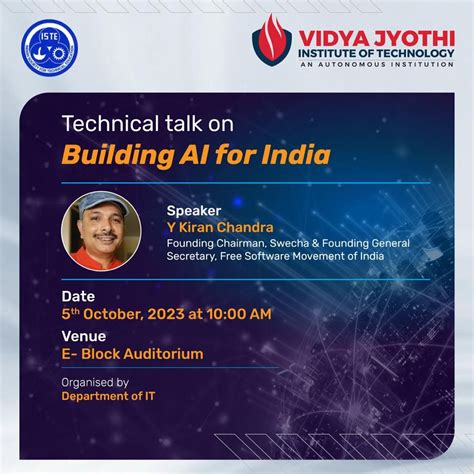 Vidya Jyothi Institute Of Technology On Linkedin Vjit Technicaltalk Aiforindia Itdepartment