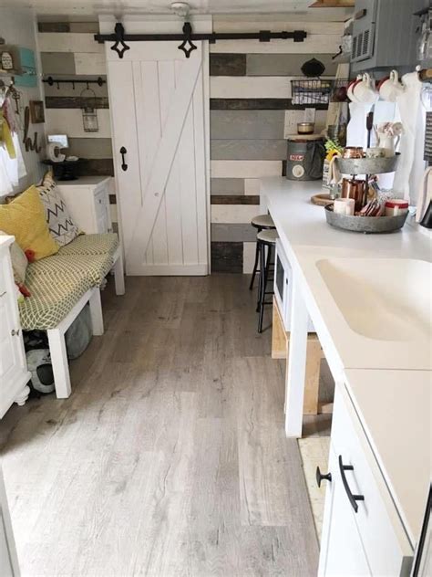 10 Gorgeous Farmhouse Style Rv Makeovers Rv Decor Remodeled Campers