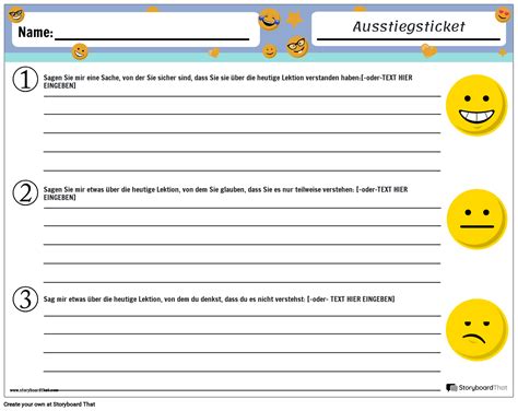 Exit Ticket 11 Ganzseitig Storyboard By De Examples
