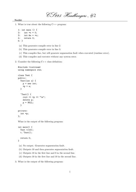 C Program Quiz 2 Data Structures Cs 225 Docsity