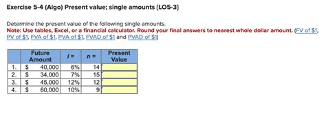 solved exercise 5 4 algo ﻿present value single amounts