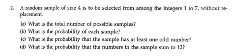 solved a random sample of size 4 ﻿is to be selected from