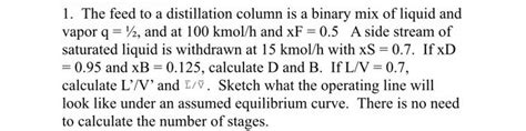 Solved The Feed To A Distillation Column Is A Binary Mix Chegg