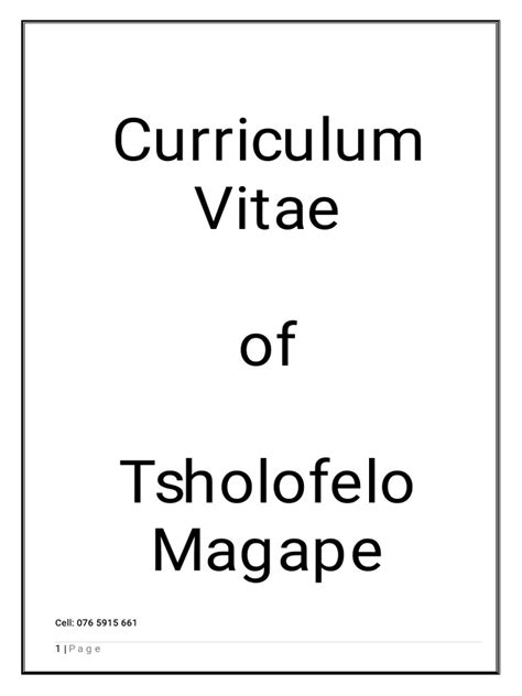 Tsholofelo Mogape Pdf