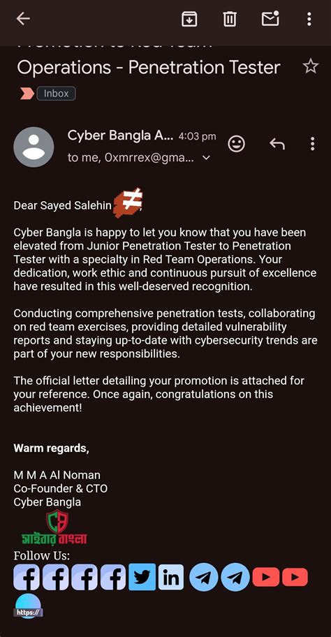 Sayed Salehin On Linkedin Alhamdulillah Got Promoted To Penetration