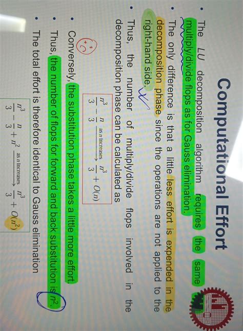 Solved Computational Effortthe Lu Decomposition Algorithm