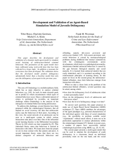 Pdf Development And Validation Of An Agent Based Simulation Model Of Juvenile Delinquency