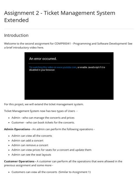 assignment 2 ticket management system extended pdf class computer programming computer