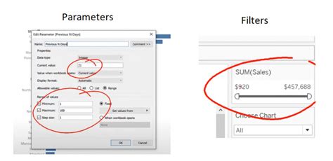 difference between filters and parameters in tableau