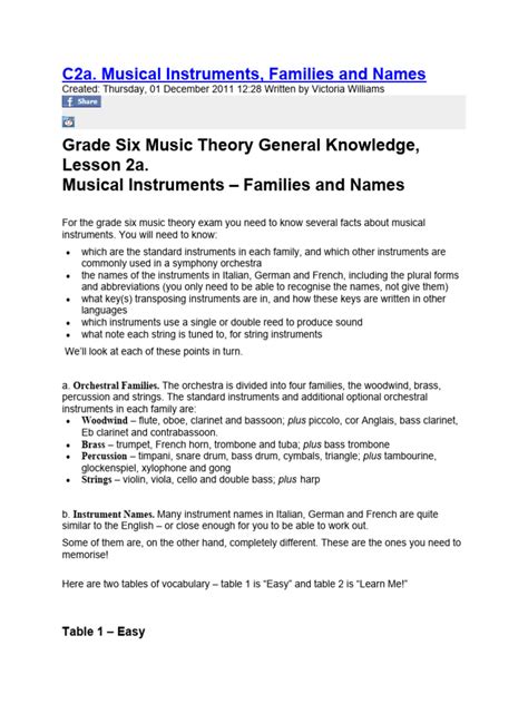Music Instr Families And Names Pdf