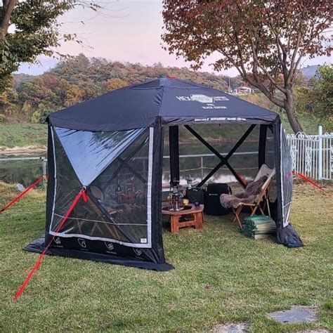 숨쉼 헥사곤 캠핑쉘터 블랙 프로 원터치텐트 숨쉼닷컴