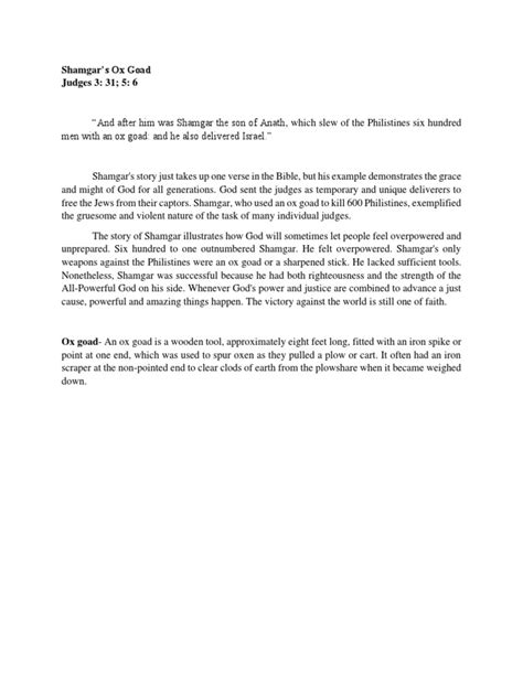 Bible Stories February 19 2023 Shamgars Ox Goad Judges 331 J