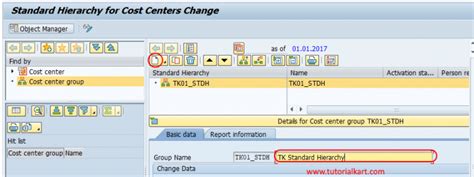 Define Standard Cost Center Hierarchy For Controlling Area In Sap