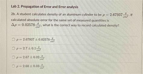 Solved Lab Propagation Of Error And Error Analysis B A Chegg