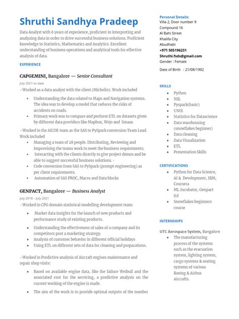 Shruthi Resume Updated 2023 Pdf Sas Software Apache Spark