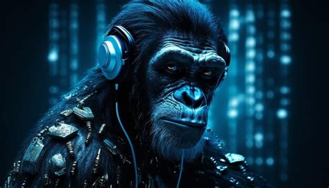 Premium Ai Image Techno Monkey Coding Chain